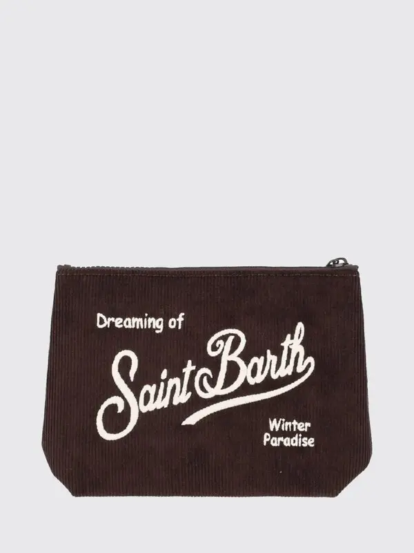 MC2 SAINT BARTH Aline Corduroy Mini Handbag With Embroidered Logo - Brown