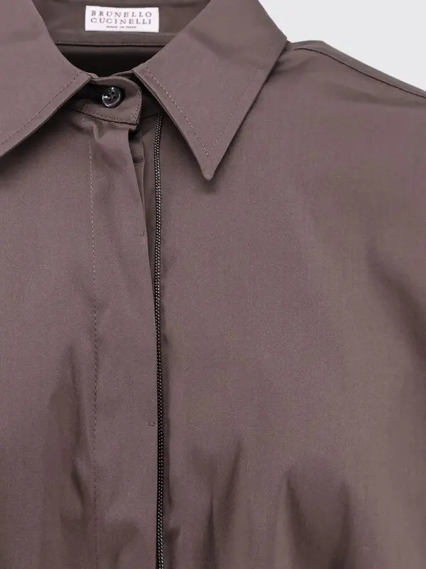 Brunello Cucinelli Cotton Shirt With Monili And Concealed Placket