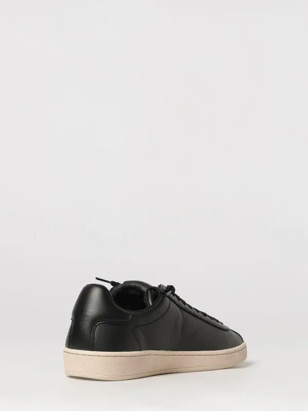 SUN 68 Low-top Leather Sneakers With Padded Ankle And Embossed Logo - Black