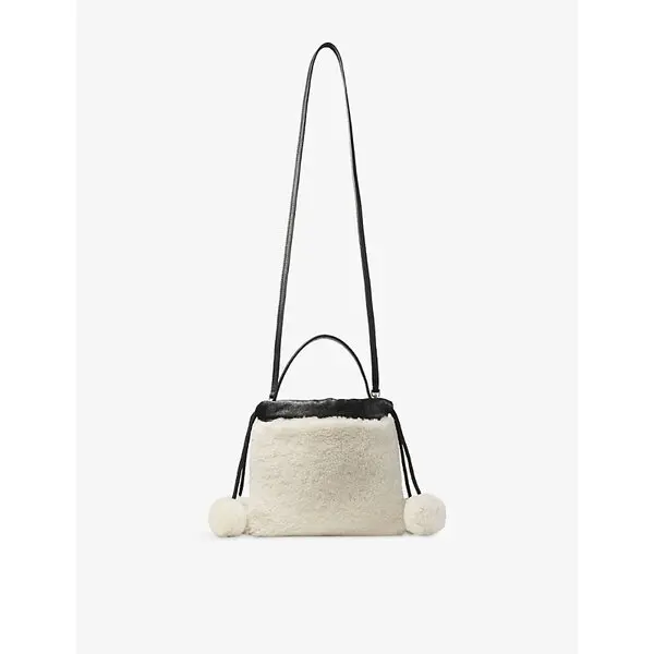 JIMMY CHOO Drawstring Soft Shearling Pouch
