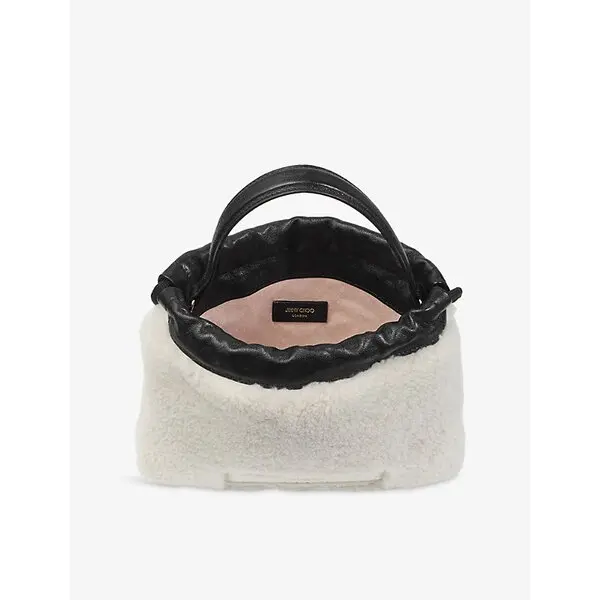 JIMMY CHOO Drawstring Soft Shearling Pouch