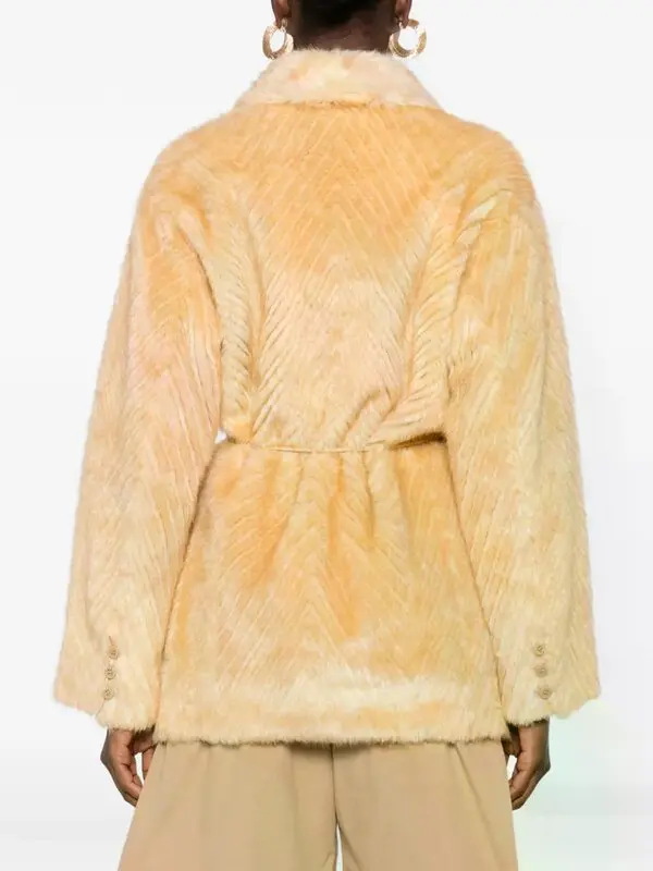 FORTE_FORTE Chevron-pattern Belted Coat