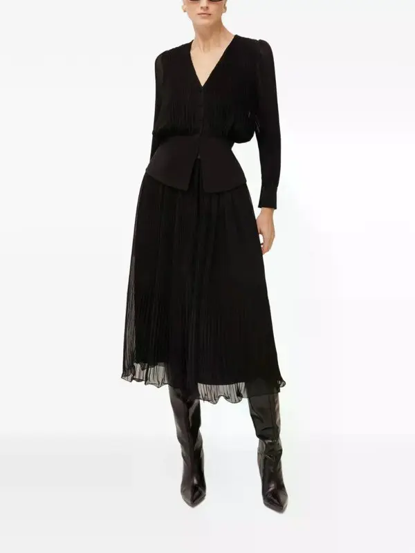 NISSA Pleated Chiffon Midi Skirt