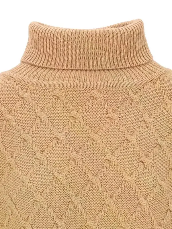 Max Mara Oversized Diamond Wool And Cashmere Sweater Camel