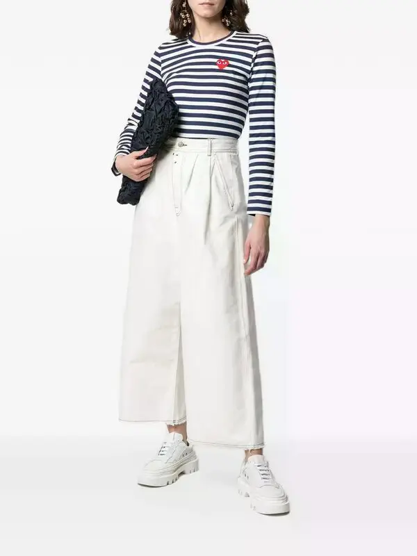 Comme Des Garçons Striped Heart-patch T-shirt