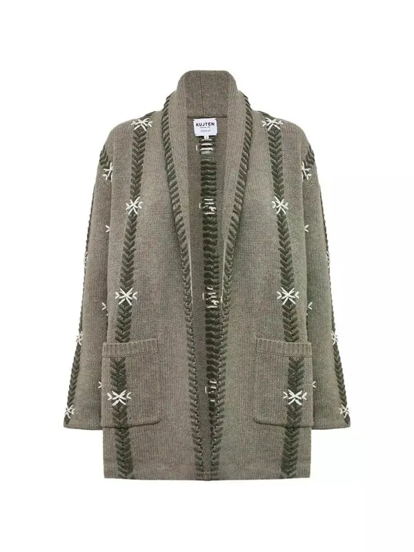 KUJTEN Cody Flake Embroidered Shawl-collar Cardigan