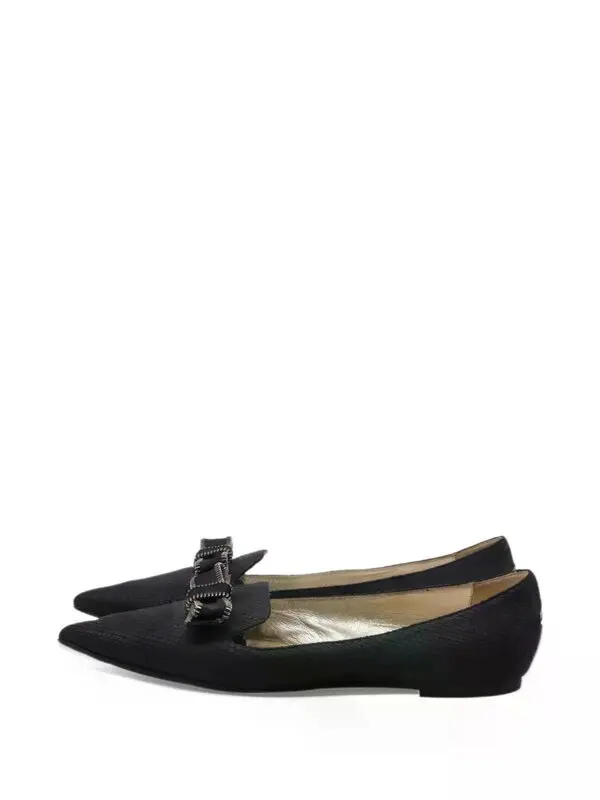 JIMMY CHOO Snakeskin-embossed Bow Ballet Flats