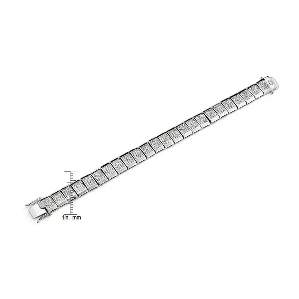 GENEVIVE Sterling Silver White Gold Plated With Clear Cubic Zirconia Square Shapes Bracelet - White/silver