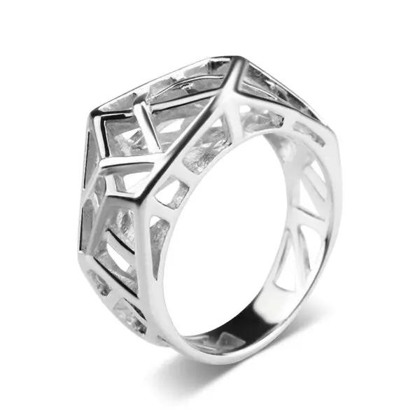 BELLUS DOMINA White Gold Plated Crossover Ring - Silver