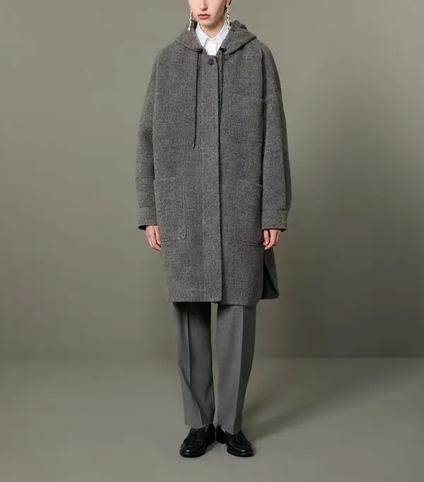 Max Mara Llama Wool Hooded Coat