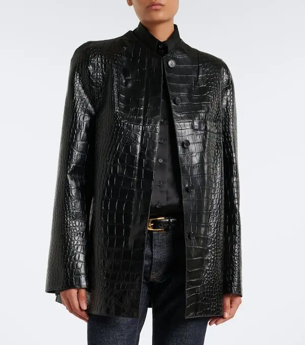 Khaite Sadie Croc-effect Leather Coat