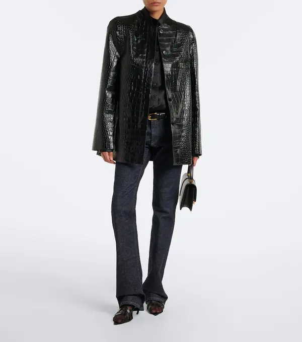 Khaite Sadie Croc-effect Leather Coat