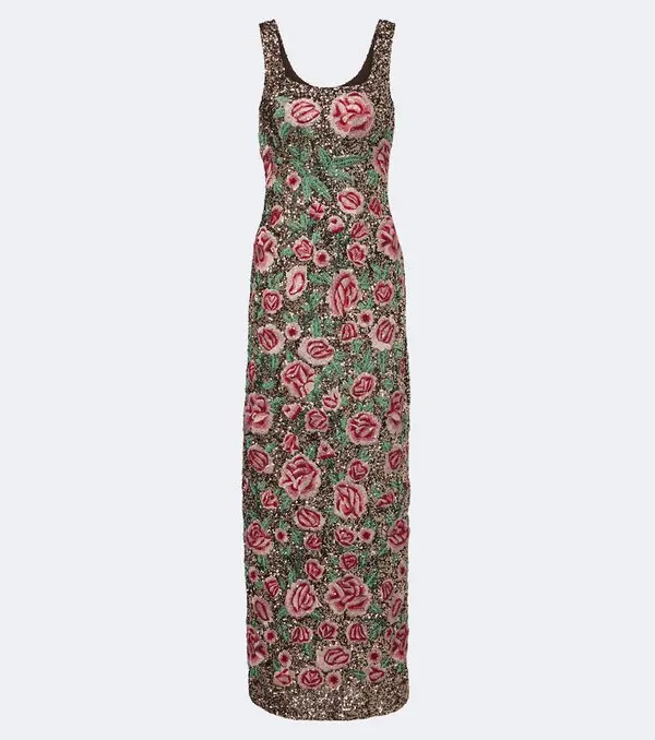 LA FUORI Antique Bloom Sequined Gown