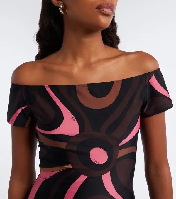 Emilio Pucci Marmo Off-shoulder Jersey Catsuit