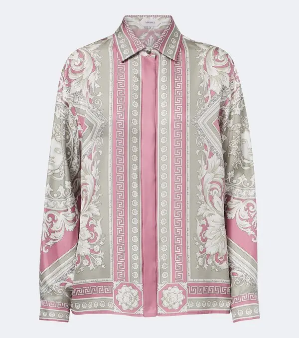 Versace Greca Printed Silk Twill Shirt