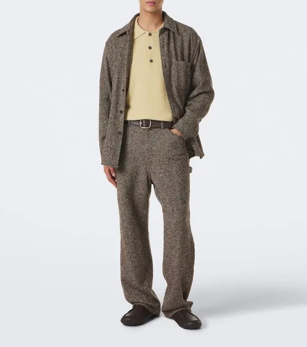 Auralee Wool Tweed Wide-leg Pants