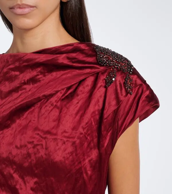 Erdem Draped Embellished Satin Gown