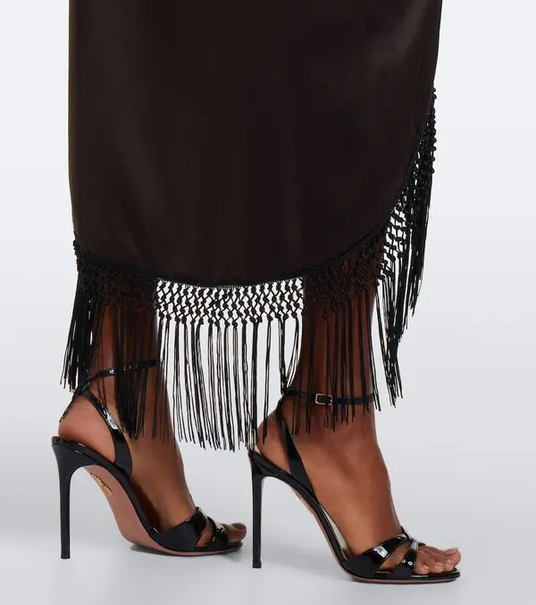 SIR. Lula Fringed Asymmetric Silk Maxi Dress