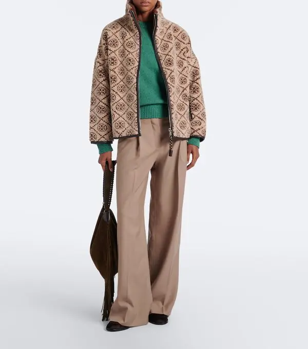 Tory Burch T Monogram Printed Teddy Jacket