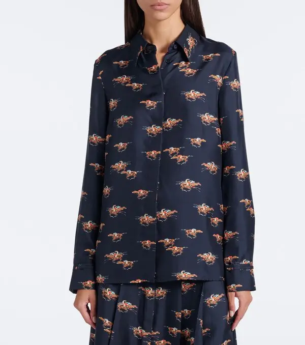 Gabriela Hearst Cruz Printed Silk Twill Shirt