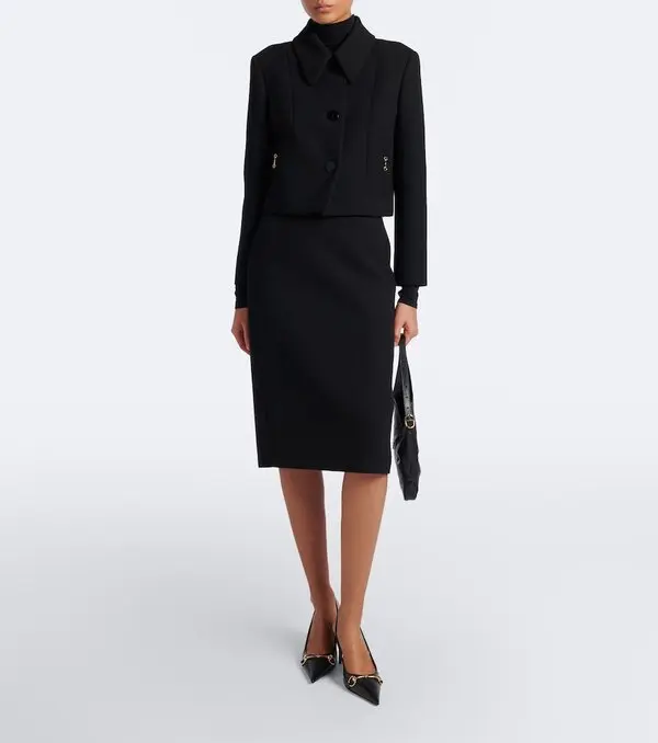Gucci Horsebit Wool Crepe Pencil Skirt