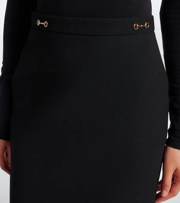 Gucci Horsebit Wool Crepe Pencil Skirt