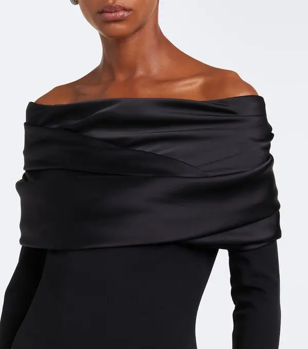 Solace London Bradshaw Off-shoulder Crepe And Satin Gown