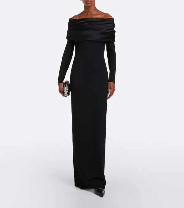 Solace London Bradshaw Off-shoulder Crepe And Satin Gown