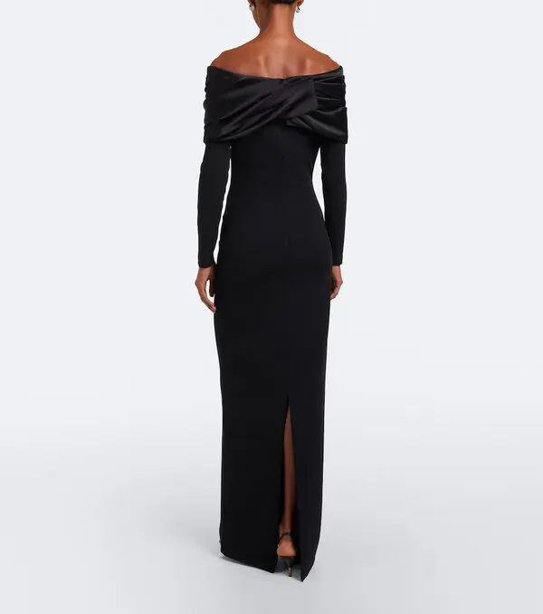 Solace London Bradshaw Off-shoulder Crepe And Satin Gown