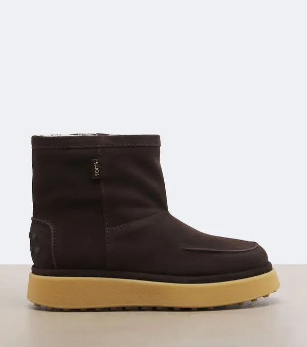 TOD'S Gommino® Shearling-lined Suede Ankle Boots