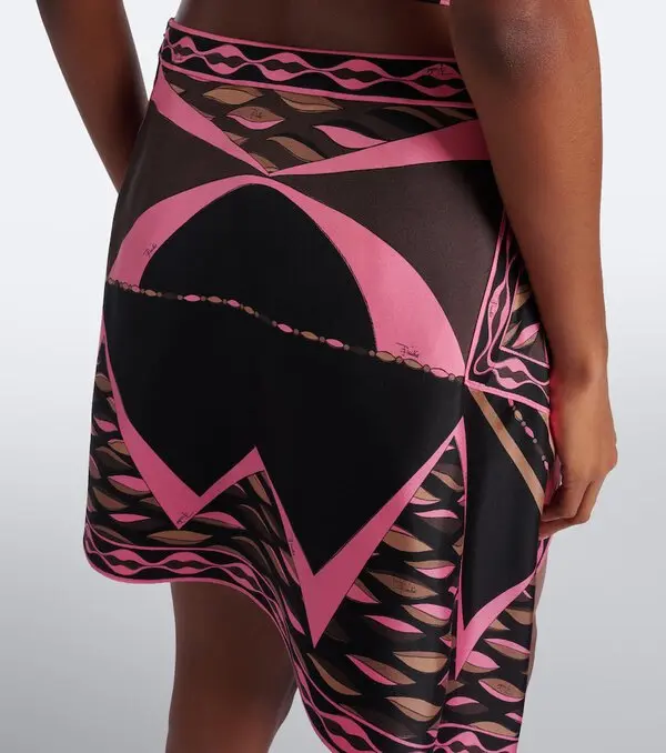 Emilio Pucci Dune Asymmetric Silk Twill Miniskirt