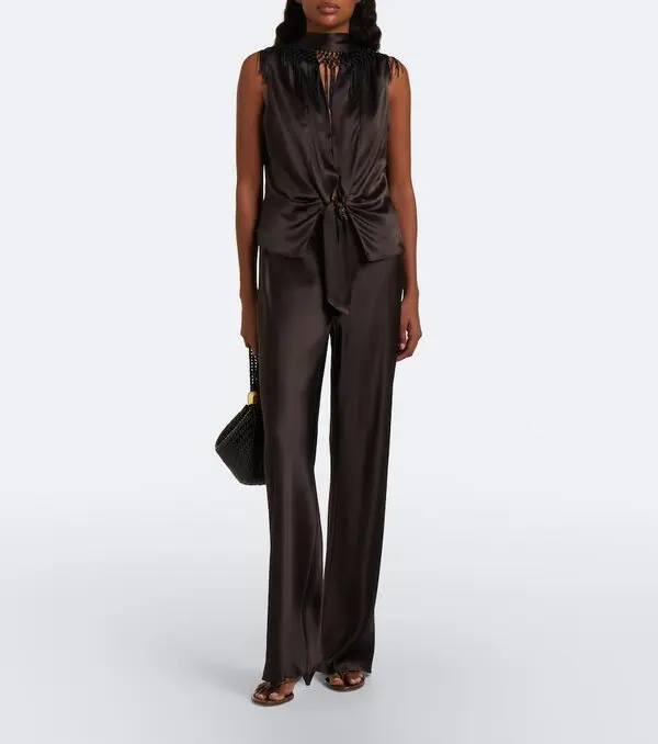 SIR. Lula Fringed Scarf-detail Silk Top