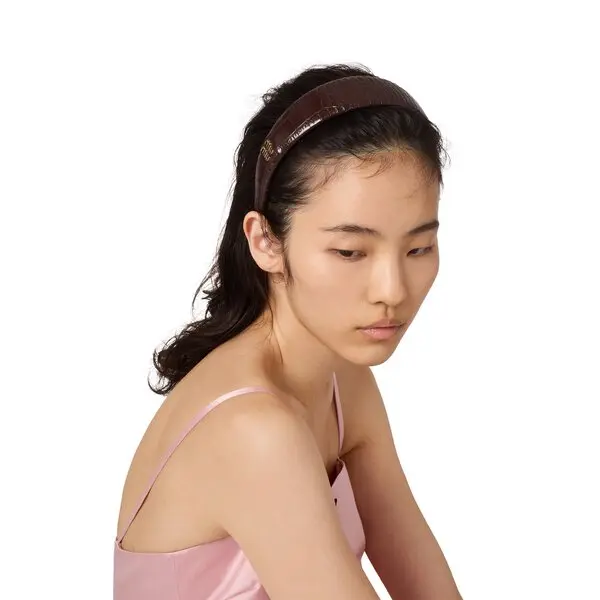 Miu Miu Crocodile Embossed Calfskin Headband