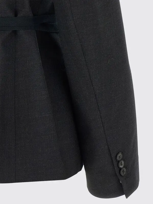 MAISON MARGIELA Short Robe-style Wool Blazer With Peak Lapels And Belt