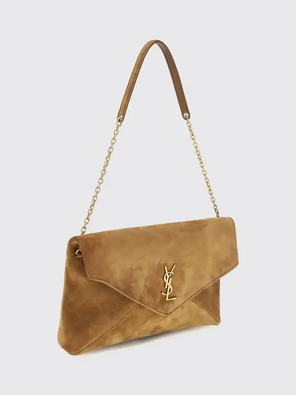Saint Laurent Cassandre Suede Shoulder Bag With Logo