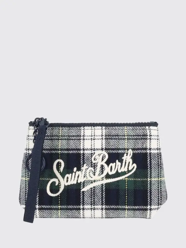 MC2 SAINT BARTH Aline Tartan Wool-blend Mini Handbag With Logo - Green