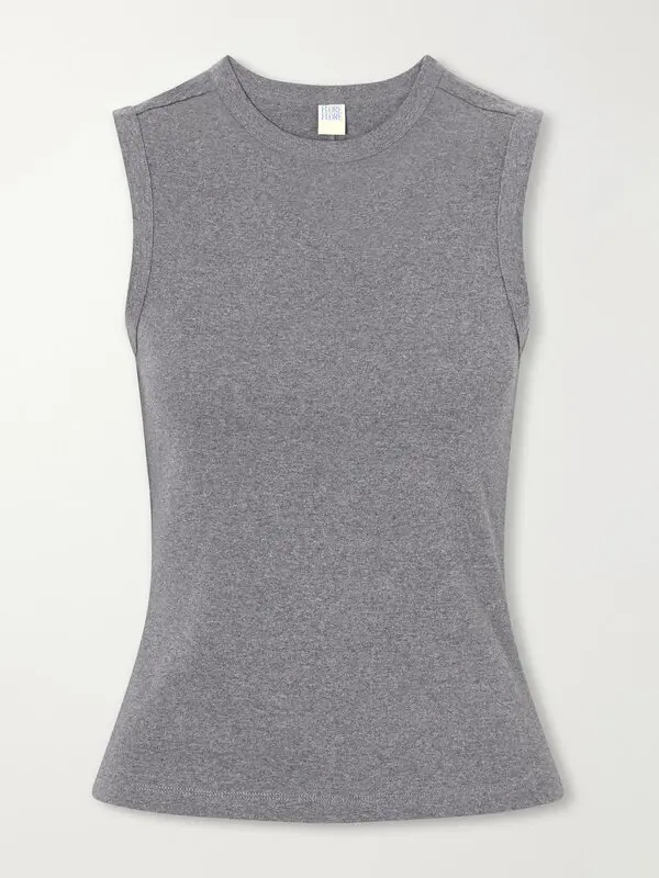 FLORE FLORE Esmé Ribbed Organic Cotton-jersey Tank - Gray