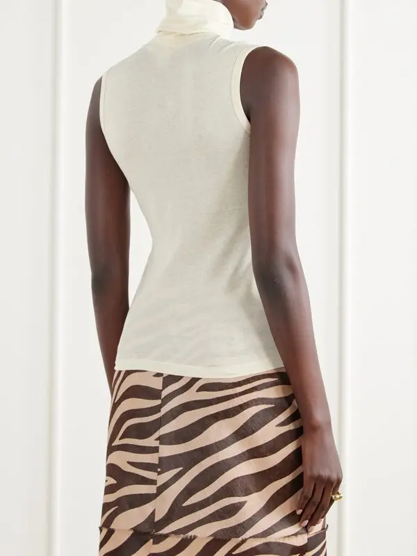 FLORE FLORE Dinah Ribbed Organic Cotton-jersey Turtleneck Tank
