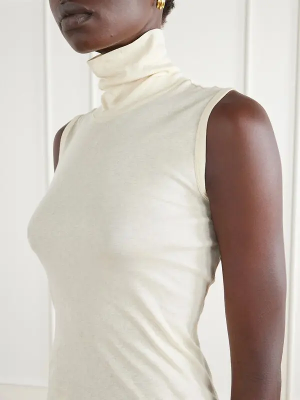 FLORE FLORE Dinah Ribbed Organic Cotton-jersey Turtleneck Tank