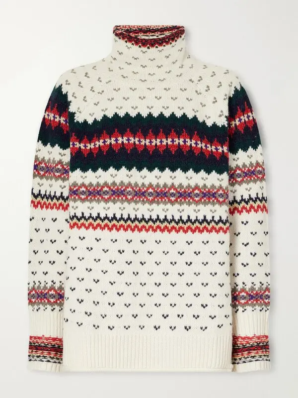 Polo Ralph Lauren Fair Isle Intarsia-knit Cotton And Wool-blend Turtleneck Sweater - Neutrals