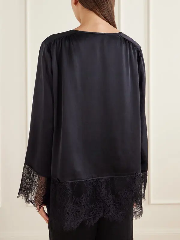 Posse Blake Lace-trimmed Silk-charmeuse Shirt