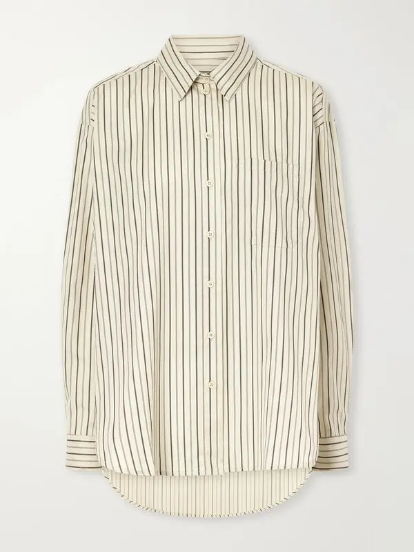 JAMIE HALLER The Essential Drop-tail Striped Cotton-poplin Shirt