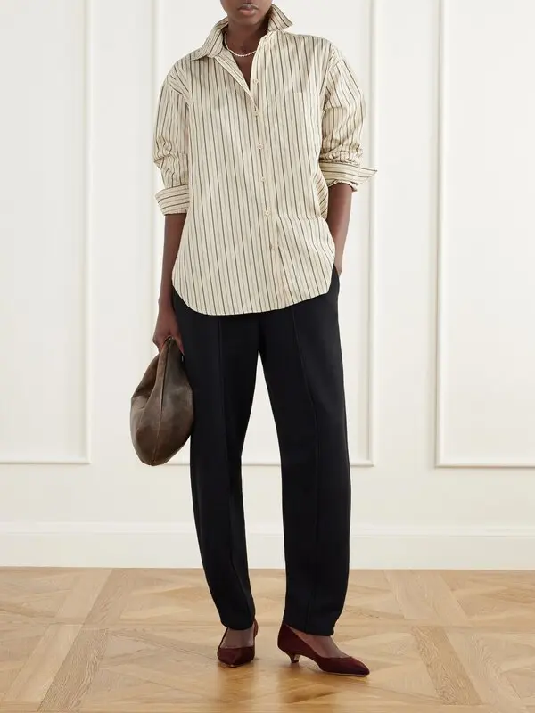 JAMIE HALLER The Essential Drop-tail Striped Cotton-poplin Shirt