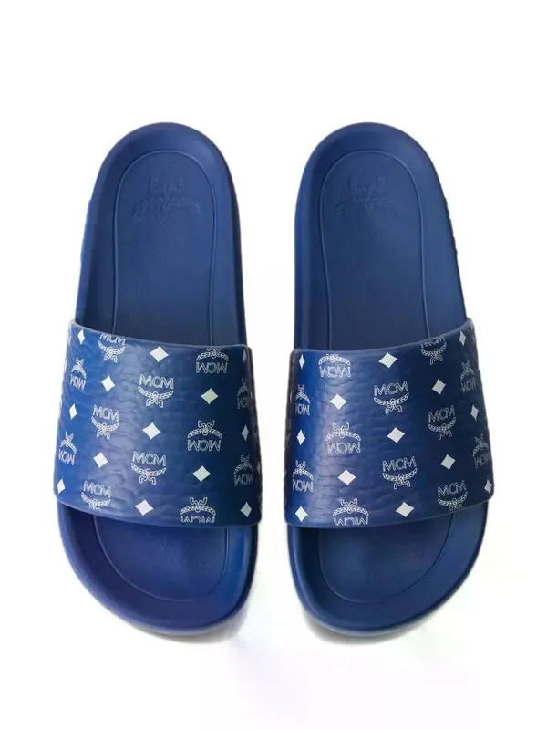 Mcm Monogram-print Rubber Slides