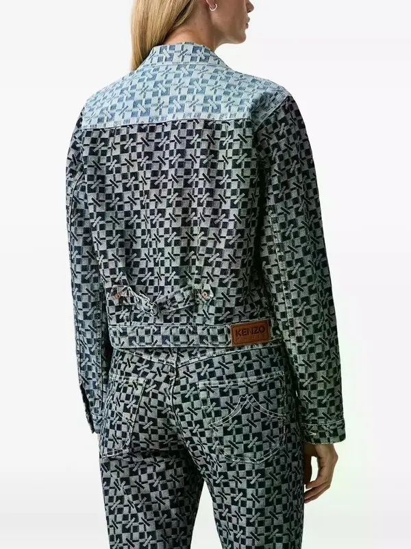 Kenzo Gram Monogram-pattern Cropped Denim Jacket