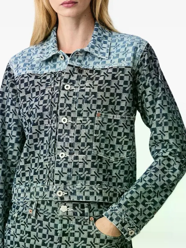 Kenzo Gram Monogram-pattern Cropped Denim Jacket