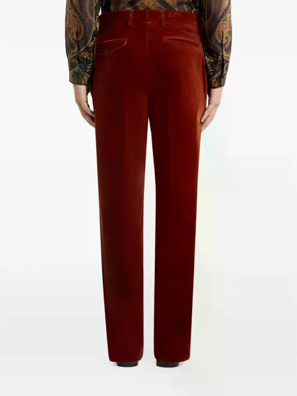 Etro Plain-coloured Straight-leg Cotton Velvet Trousers