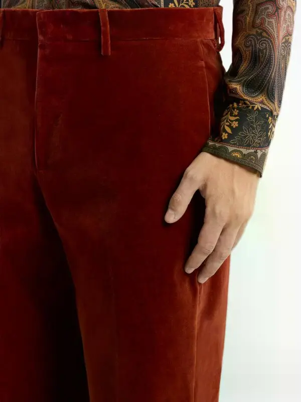 Etro Plain-coloured Straight-leg Cotton Velvet Trousers