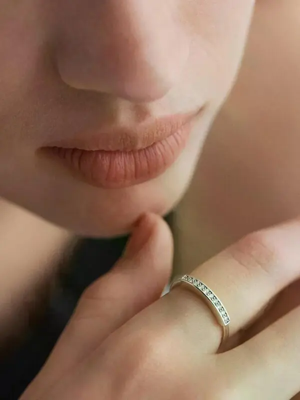 Monica Vinader Mv Linear™ Pavé Diamond Stacking Ring