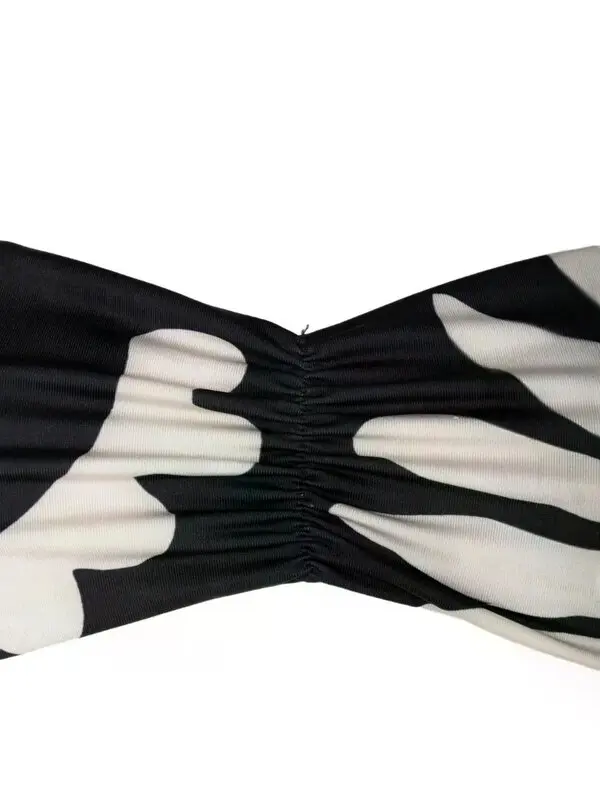 CALA DE LA CRUZ Abstract-print Ruched Bikini Top